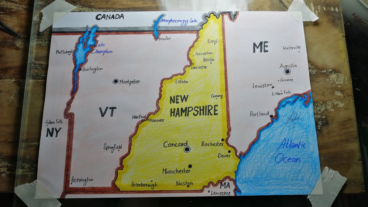 How to draw New Hampshire map easy SAAD - YouTube