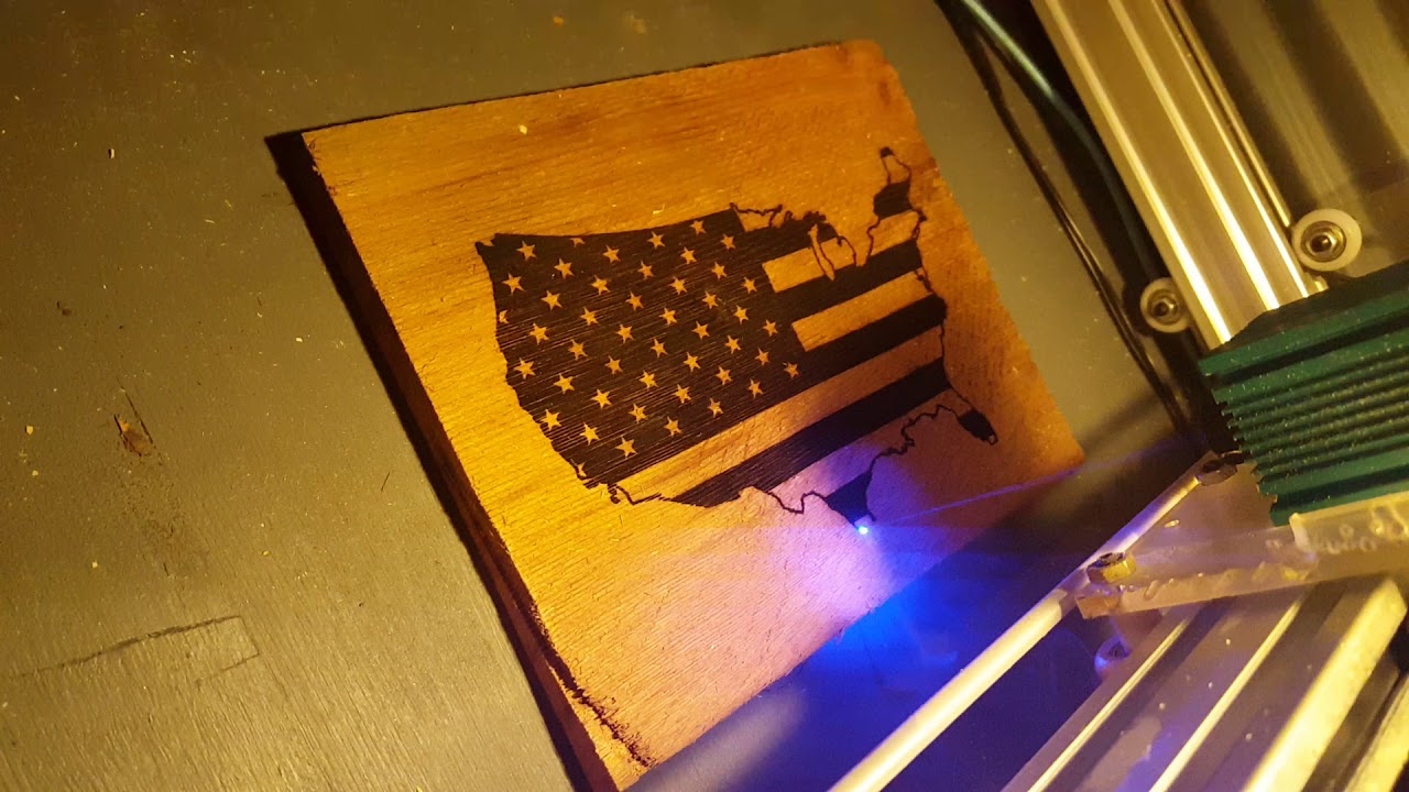 CUSTOM laser engraving American Flag USA Map - YouTube