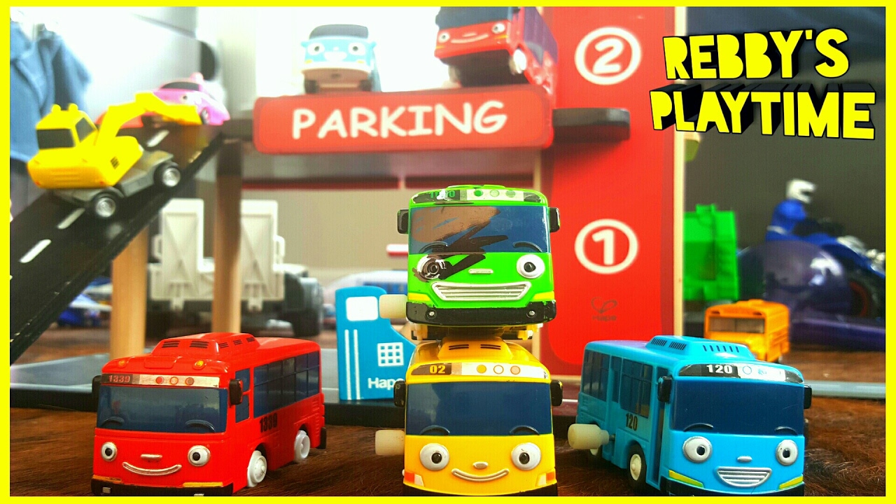 Parking Garage Playset for Kids. Tayo Little Bus Play Parking Garage ...