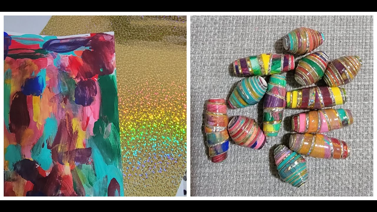 Paper beads from Painted paper - YouTube