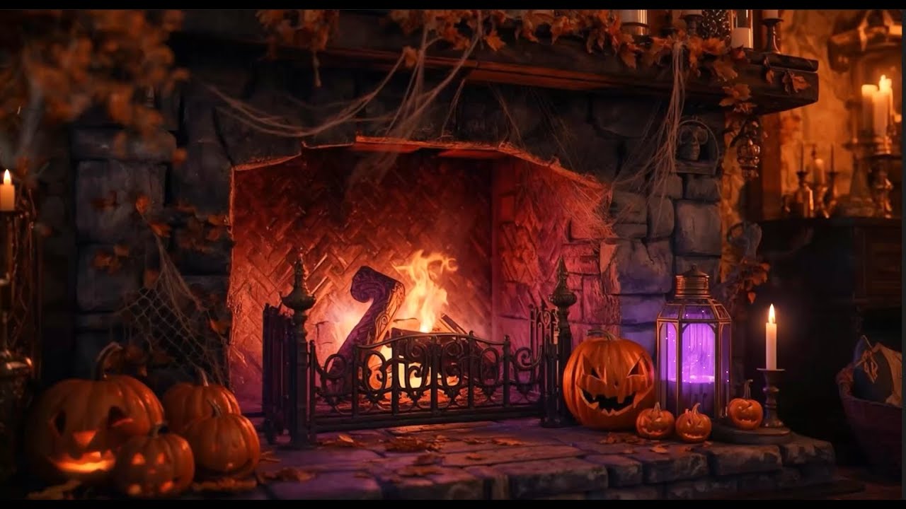 Pumpkin King’s Fireplace 🎃 | Halloween Ambience with Spooky ...