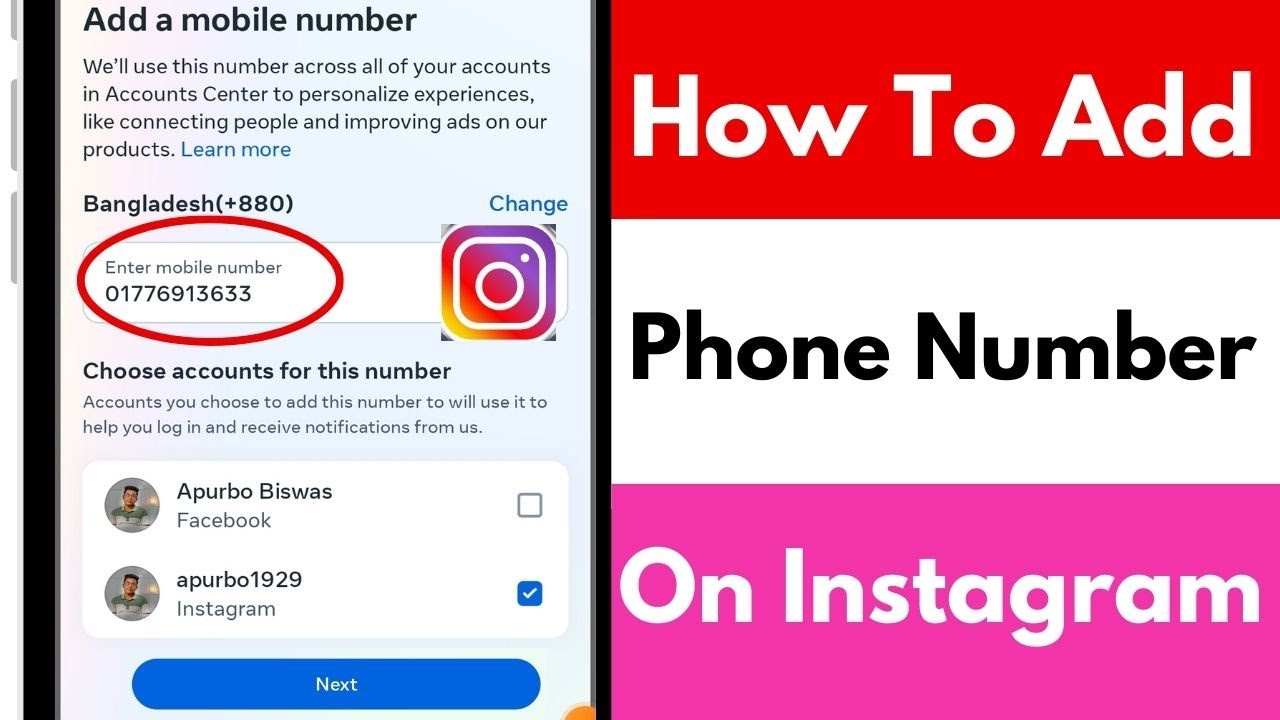 How To Add Phone Number On Instagram Account - YouTube