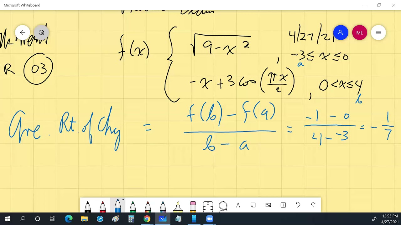 2019 AP Calculus AB Practice Exam FR 3a,b,c,d - YouTube
