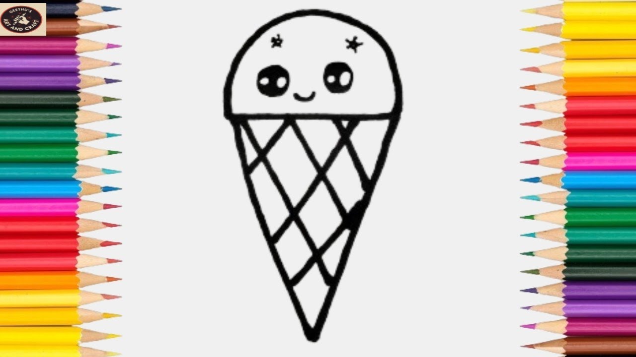 How To Draw Easy Icecream Drawing Colouring for kids||#icecream# ...
