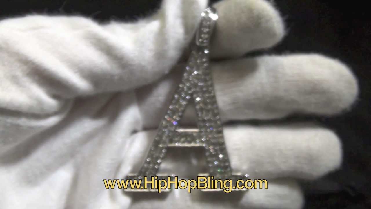 A Initial Letter Iced Out Hip Hop Pendant Chain - YouTube