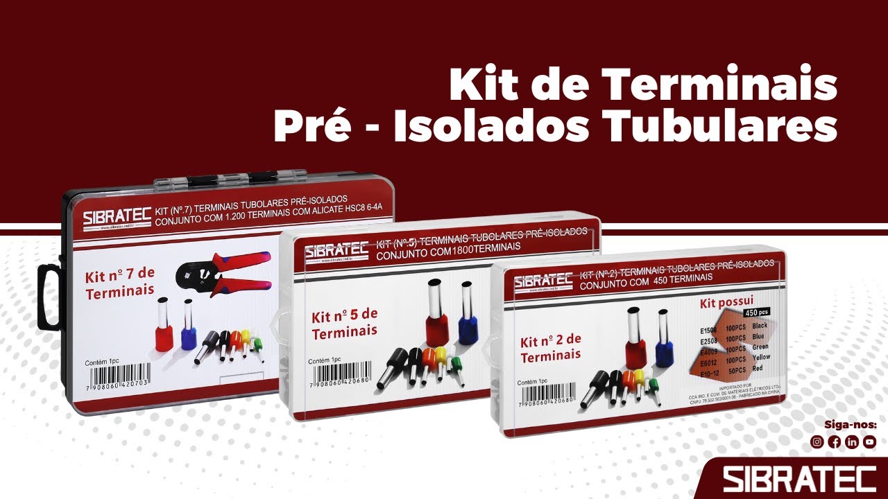 Kit de Terminais Pré Isolados Tubulares da SIBRATEC - #eletricistas # ...