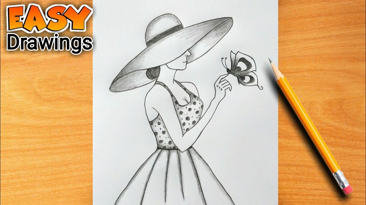 Learning to Draw a Beautiful Girl and Butterfly | girls drawing | how ...