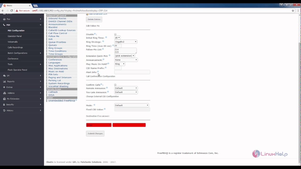 How to create 'Follow-me' for an extension in Elastix - YouTube