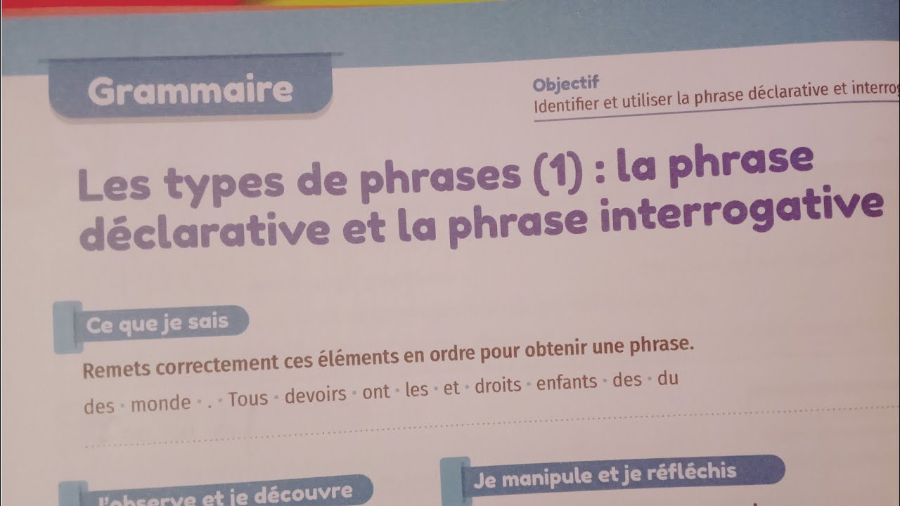 Les types de phrases (1): la phrase déclarative et la phrase ...