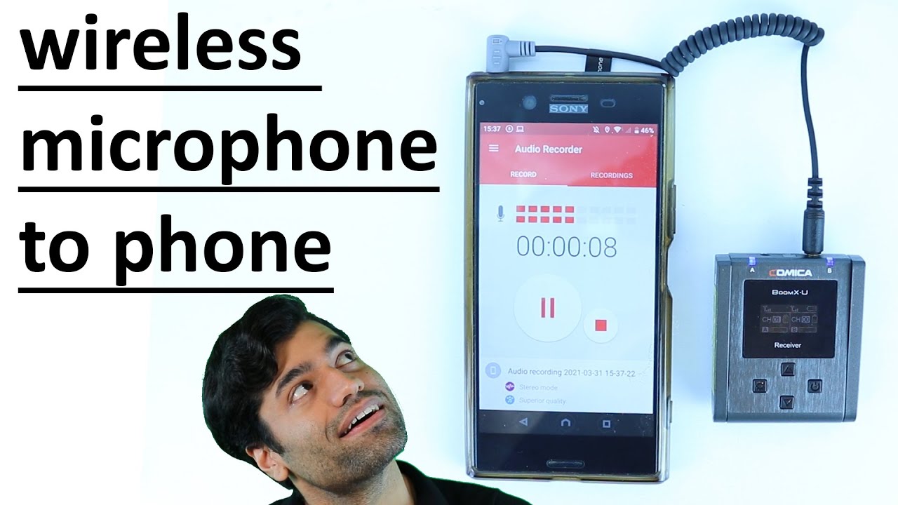 How to connect a wireless microphone to a phone - YouTube