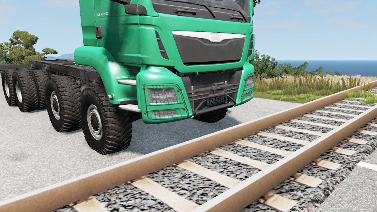 Cars vs Rail track #9- BeamNG.Drive - YouTube