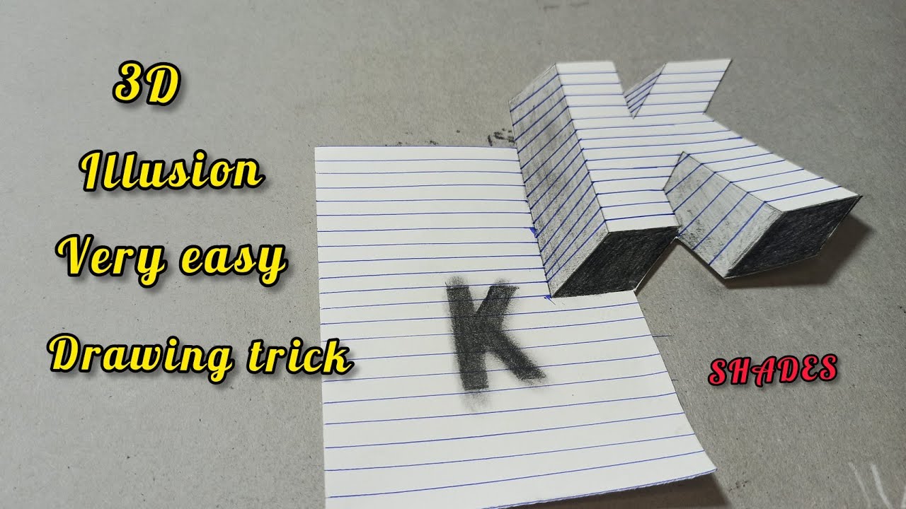 3D letter K | Very easy step by step guide | learn to draw letter K ...