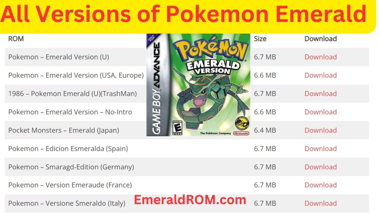Pokemon Emerald Game - YouTube