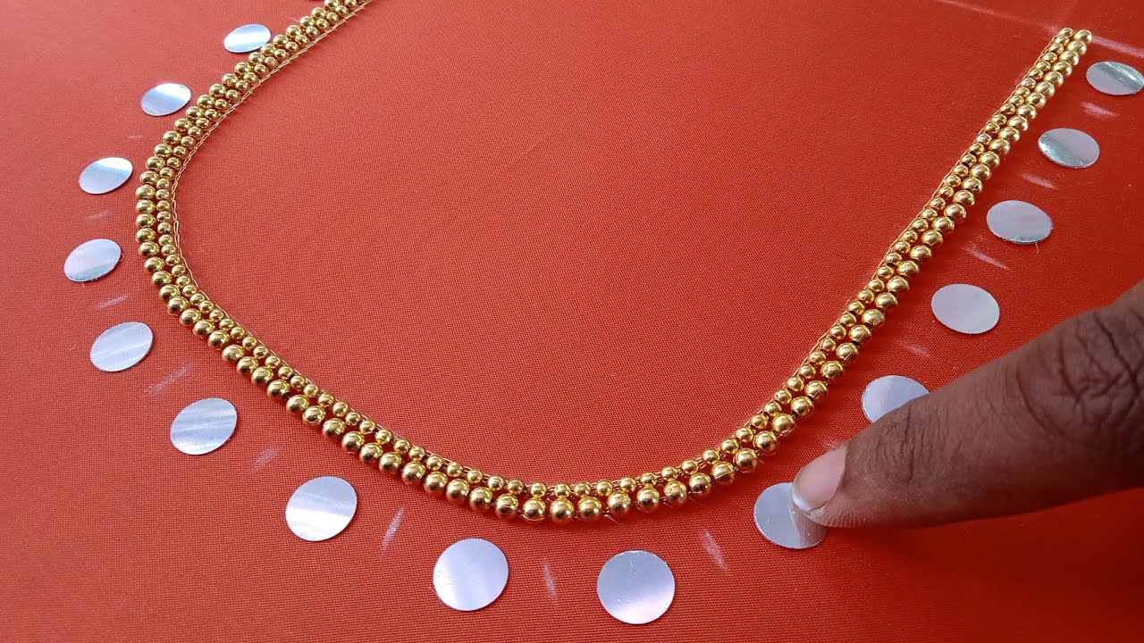 Mirror aari work design in Tamil, how to stich mirror in aari work ...