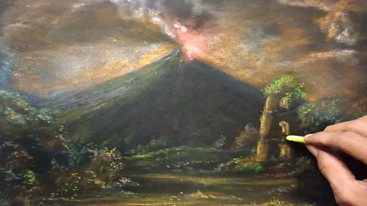 Mayon volcano eruption || realistic drawing - YouTube