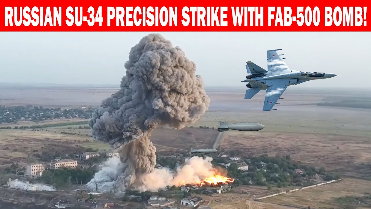 Russian SU-34 Precision Strike with FAB-500 Bomb! - YouTube