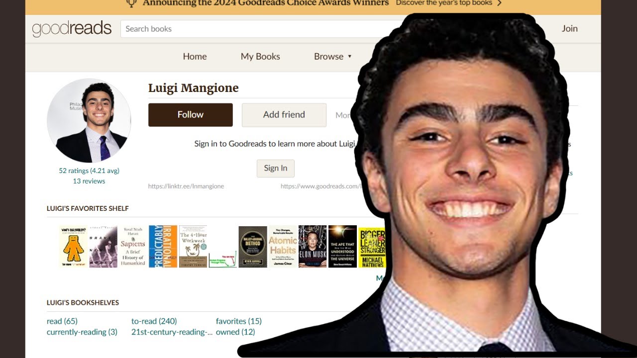 Reading Through Luigi Mangione's Deactivated Goodreads Account - YouTube