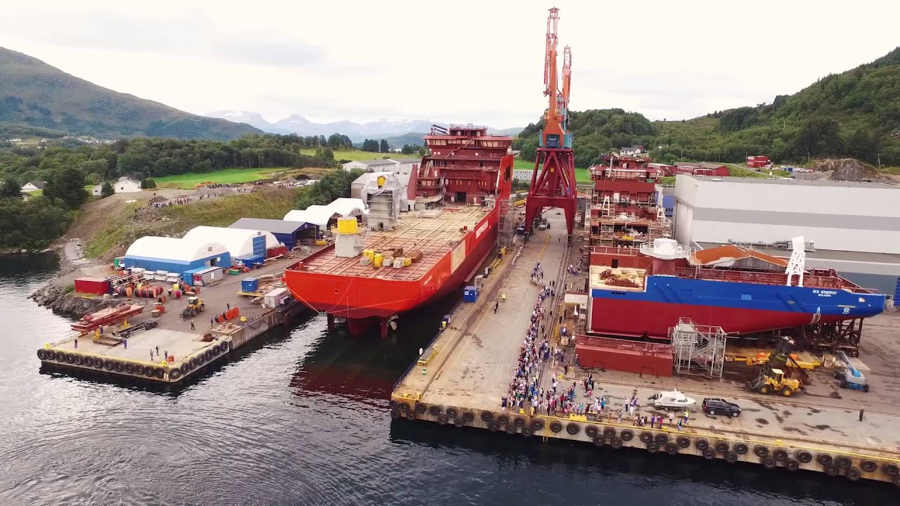 Launch of Edda Freya from Kleven Verft - YouTube