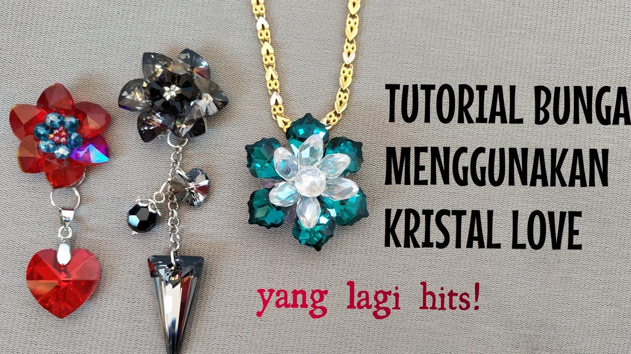 CARA MEMBUAT BUNGA DARI KRISTAL LOVE // beaded flower tutorial - YouTube