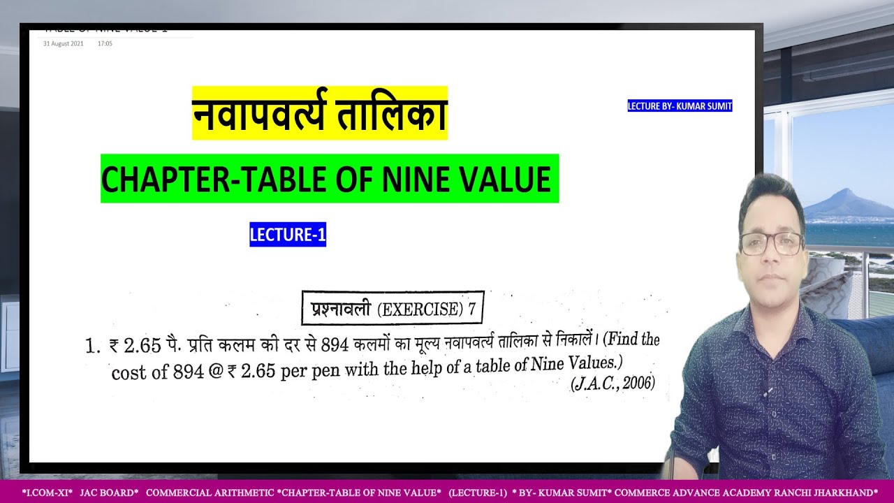 LECTURE-1|Table Of Nine Value|नवापवर्त्य तालिका | Commercial Arithmetic ...