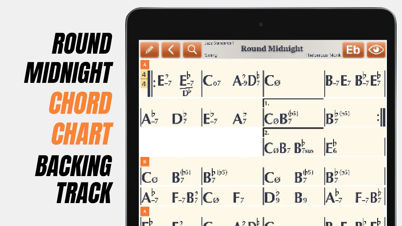 Round Midnight- Swing Backing Track Eb Major 74 BPM - Songistic App ...