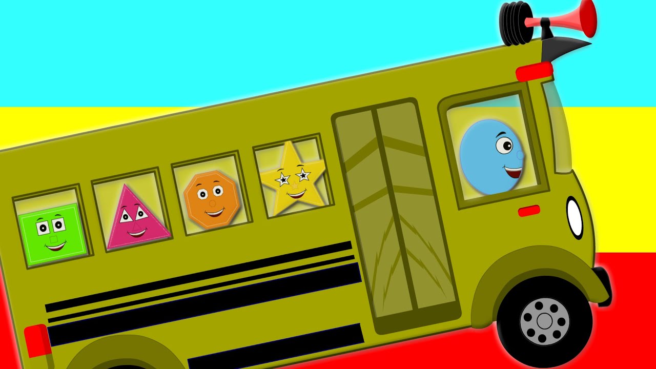 Shapes Wheels On The Bus | Nursery Rhymes For Kids - YouTube