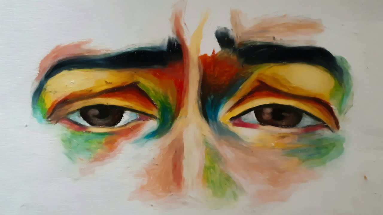 sad eyes - oil pastels - step by step - YouTube
