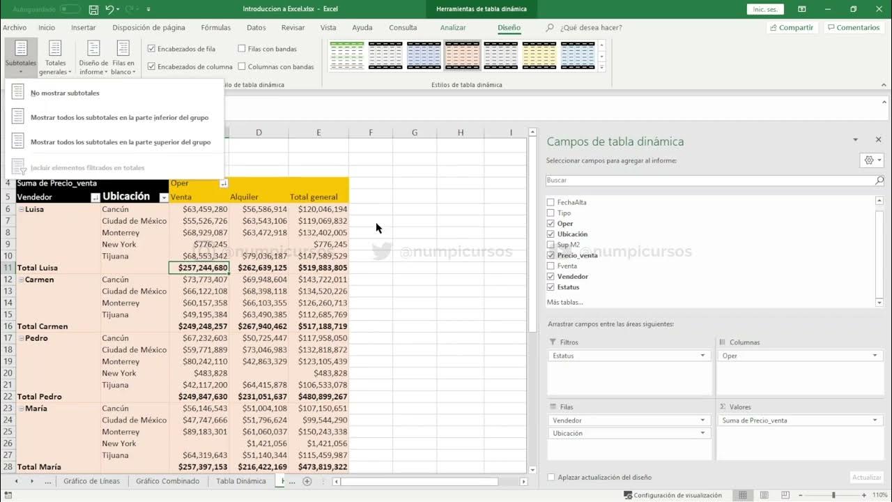 92 Modificar campos de una Tabla Dinámica en Excel - YouTube