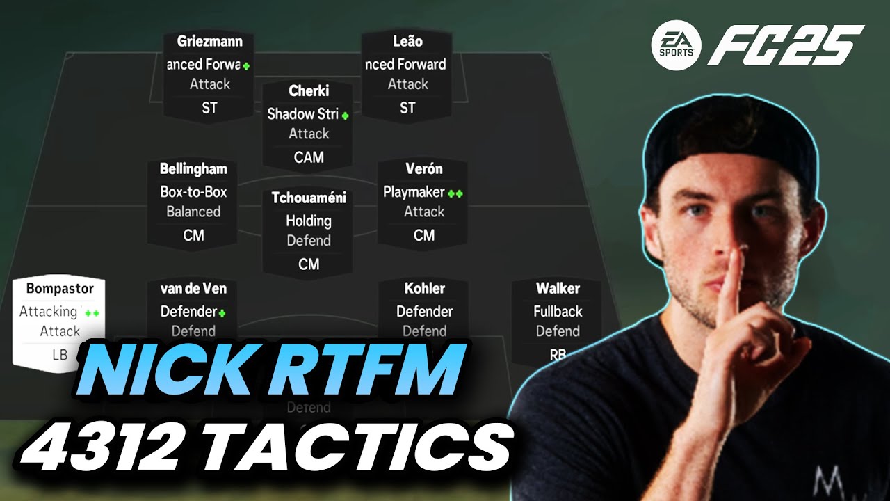NICK RTFM META 4312 FORMATION & CUSTOM TACTICS! | FC 25 ULTIMATE TEAM ...