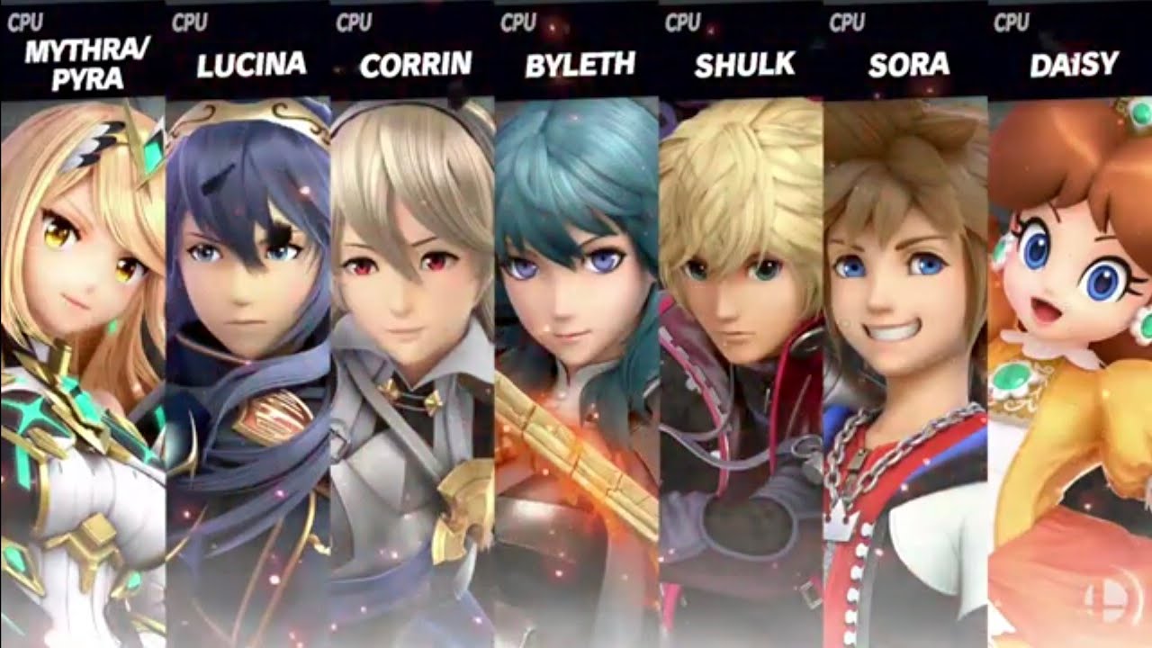 Mythra/Pyra VS Lucina VS Corrin VS Byleth VS Shulk VS Sora VS Daisy ...