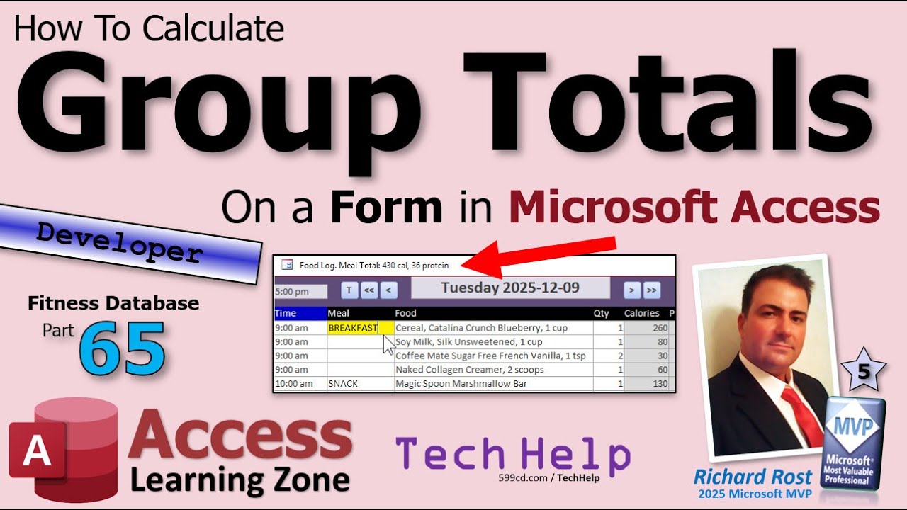 How To Calculate Group Totals on a Form in Microsoft Access. Fitness ...