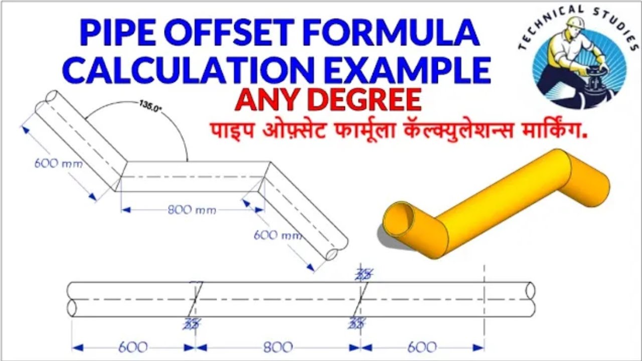 Pipe offset formula, calculations, marking. पाइप ओफ़्सेट फार्मूला ...
