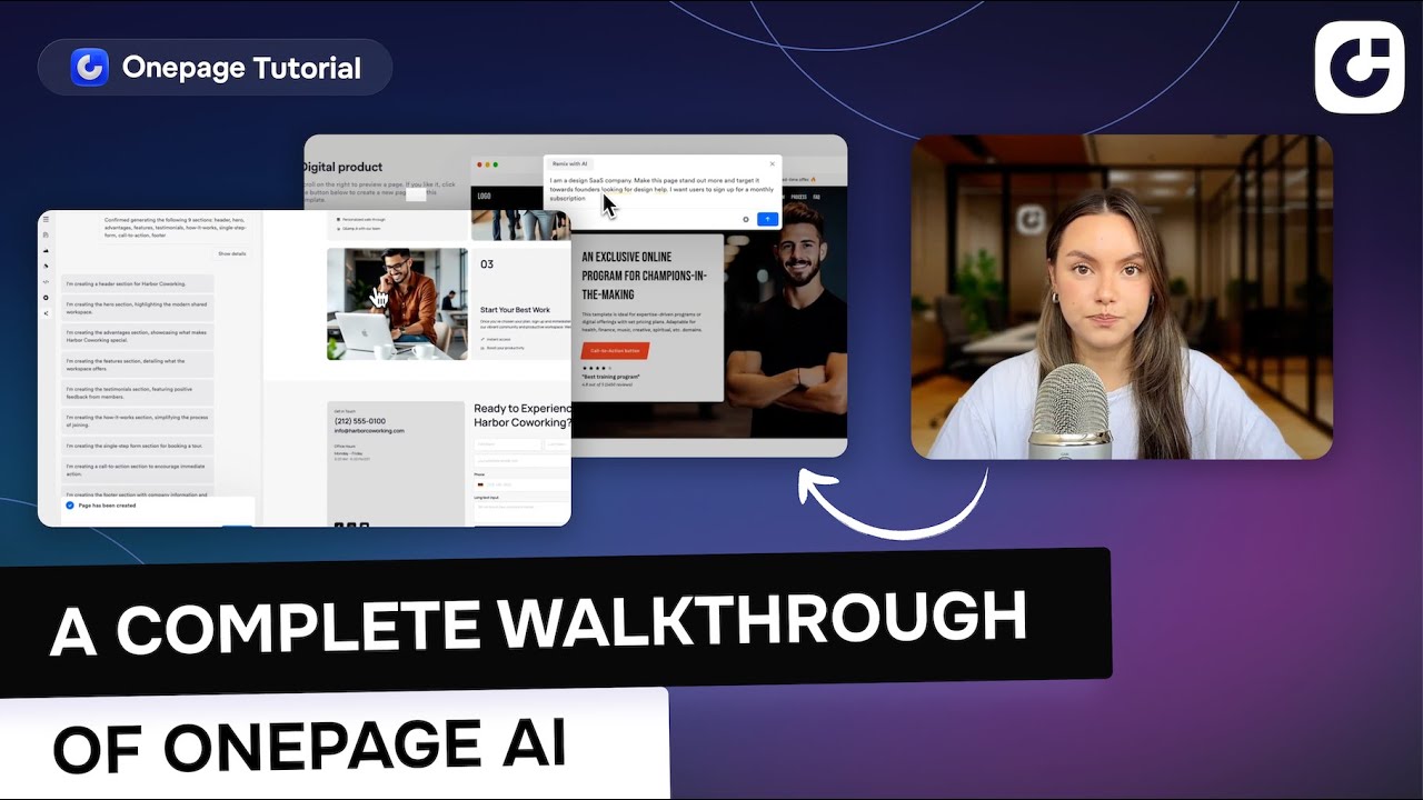 Onepage AI Full Tutorial and Walkthrough: From Idea to Website in ...