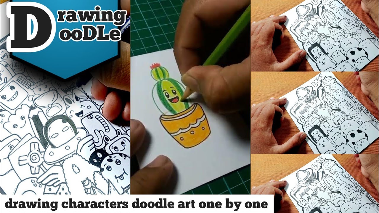 drawing characters doodle art one by one | short video doodle art - YouTube