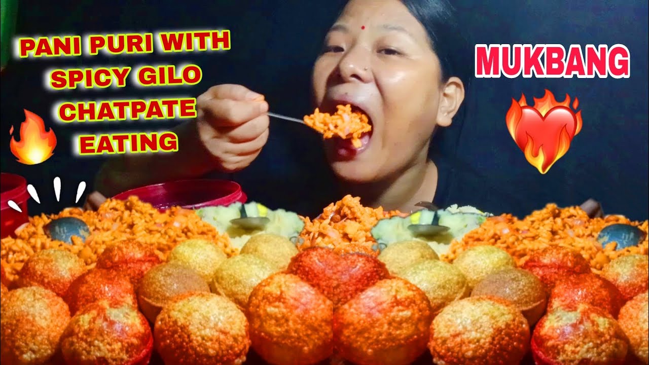 * SPICY * 🔥 PANI PURI WITH SPICY GILO CHATPATE EATING || GILO CHATPATE ...