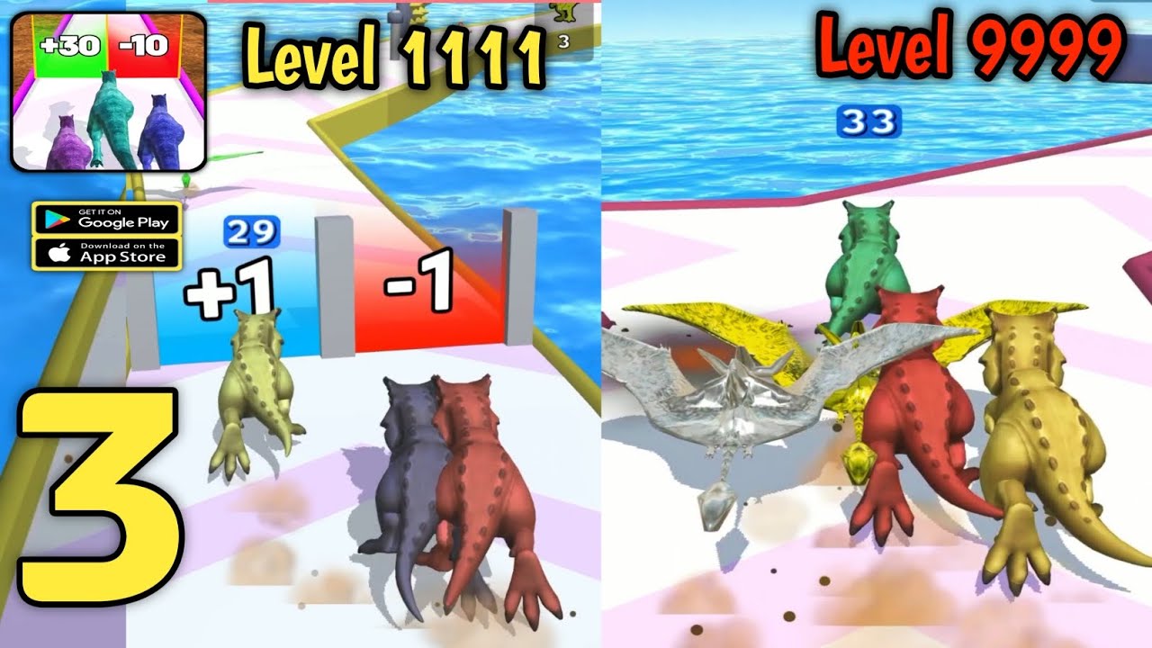 Dino Run: Dinosaur Runner GamePlay Walkthrough Part 3 Max Level 21-30 ...