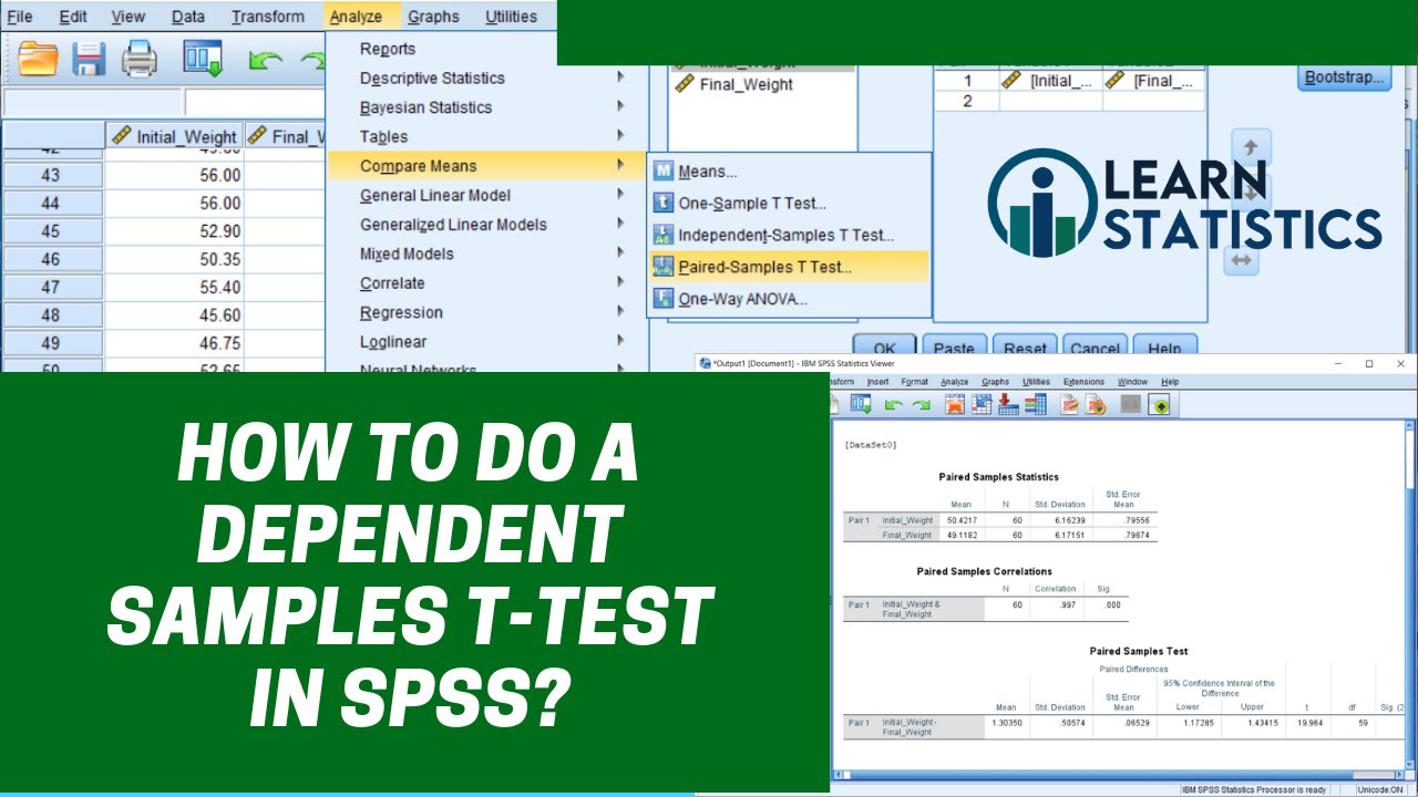 How to do a Dependent Samples t-Test in SPSS? | iLearn Statistics - YouTube