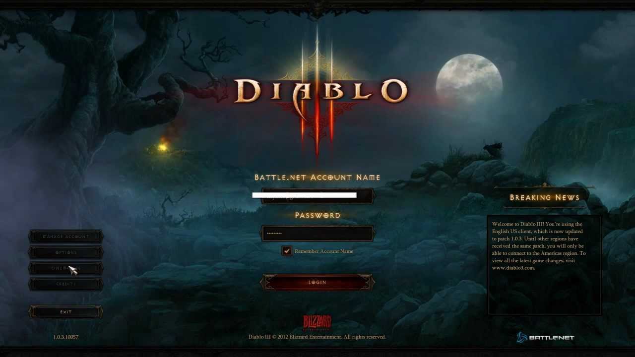 Diablo 3 Log-in screen bug - YouTube