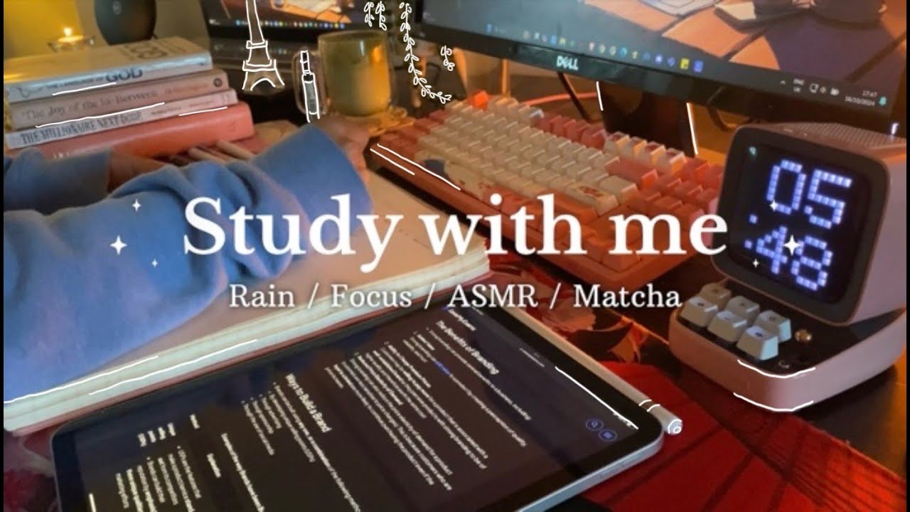 Study With Me / No music / Rain Sounds / ASMR / Study Motivation / Pomodoro (30-10) - YouTube