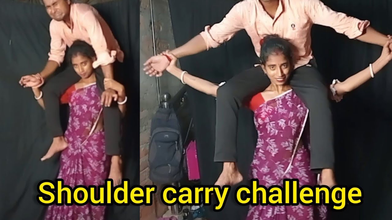 shoulder carry challenge ||husband wife challenge video||shoulder rides ...