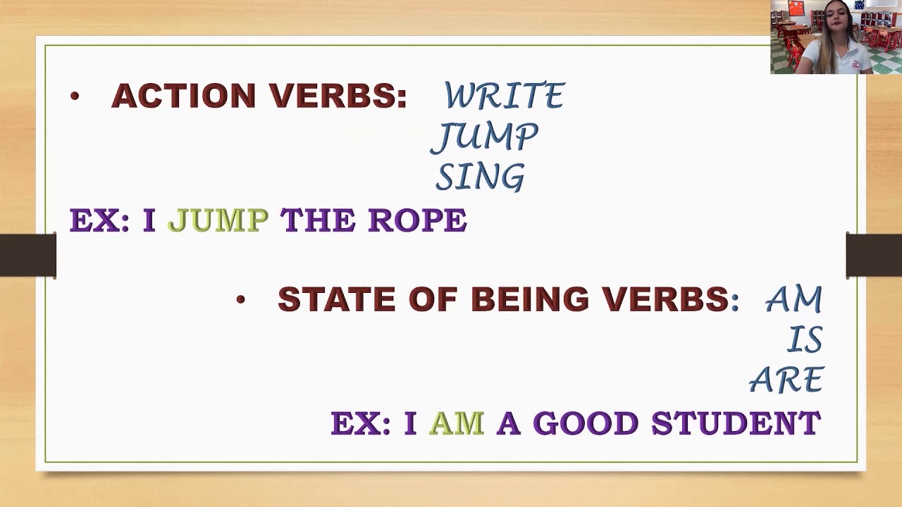 3° English Class. Miss Loy. Action verb and state of being verb. May 06 ...