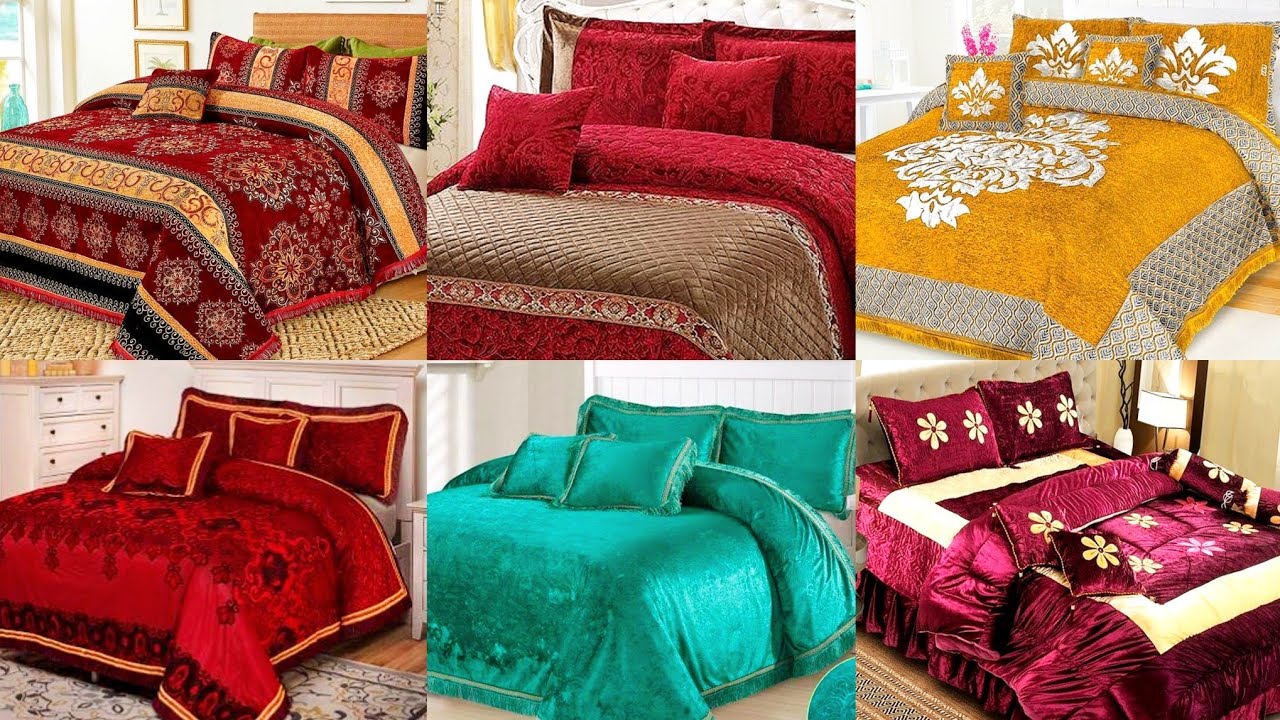 Luxury's Stylish Fancy Velvet Bedding' Set Pellow Cushion Designs Ideas ...