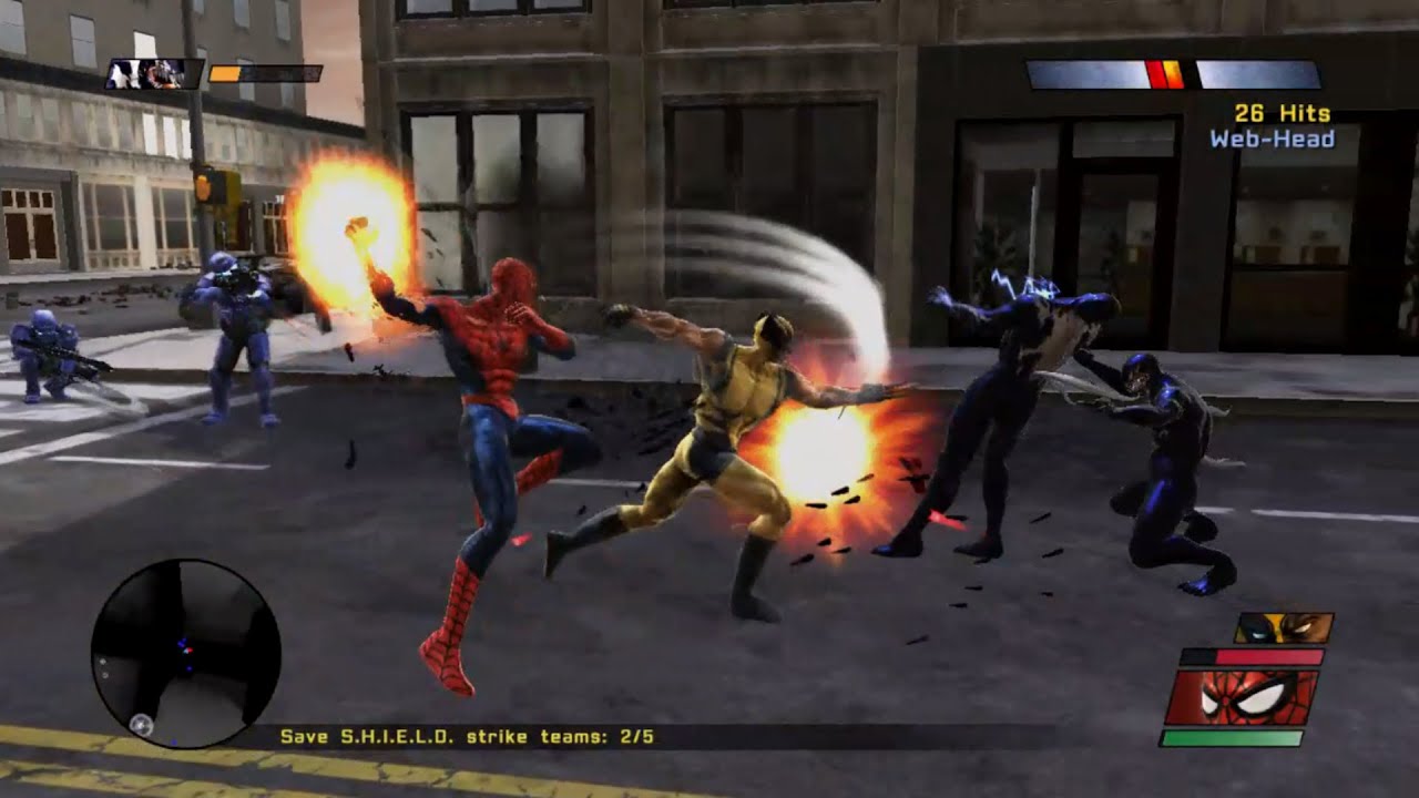Spider Man Web of Shadows fighting symbiotes with wolverine - YouTube