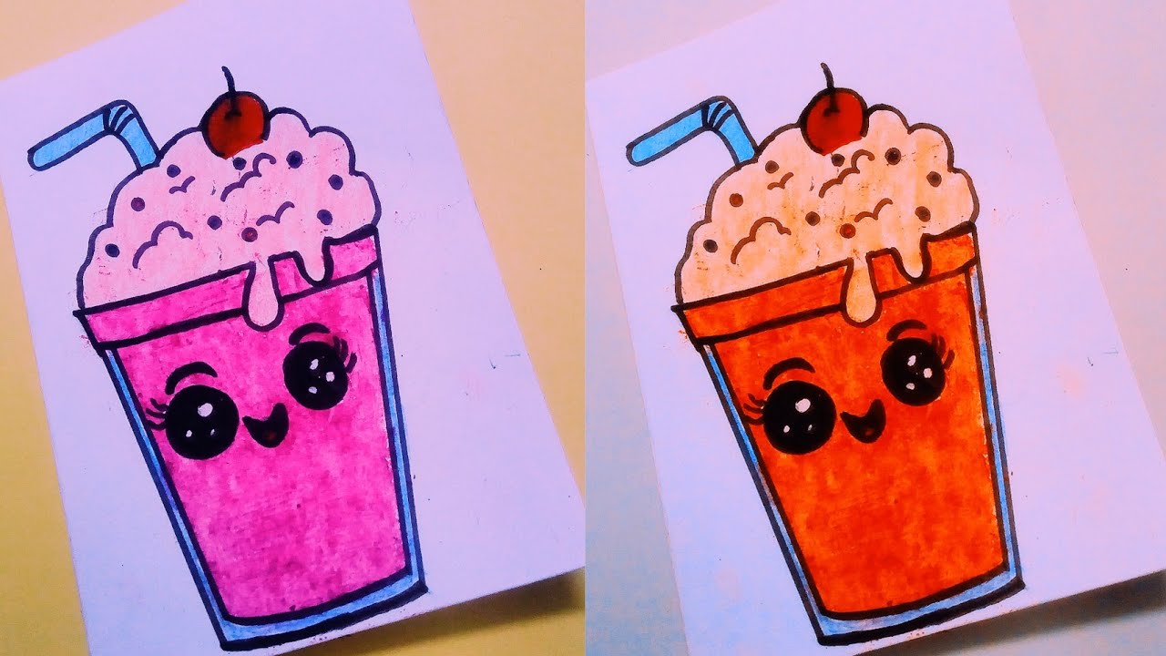 Cute ice cream shake drawing/cute drawing for kids/Arts and crafts ...