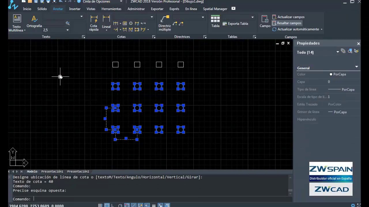 Matrices rectangulares con ZWCAD - YouTube