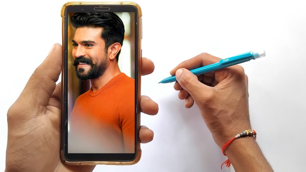 How to draw Ram Charan drawing, Outline Tutorial - YouTube