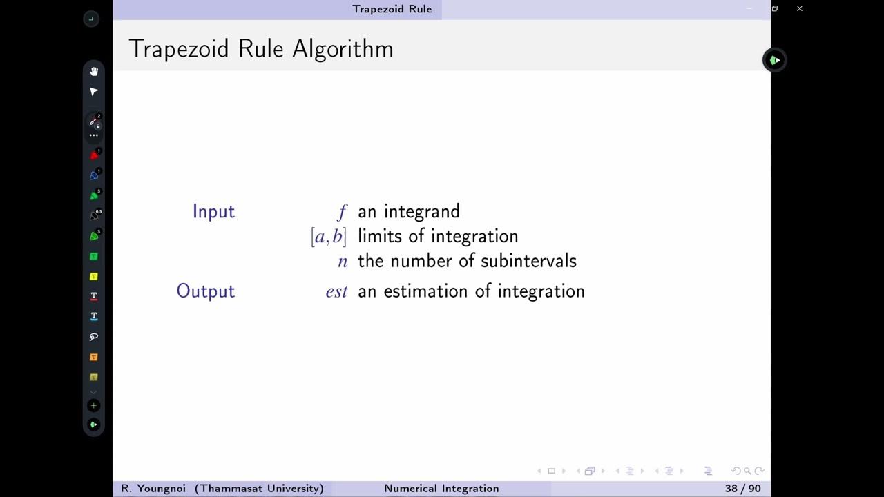 Numerical Integration: 7 Trapezoid Rule Algorithm - YouTube