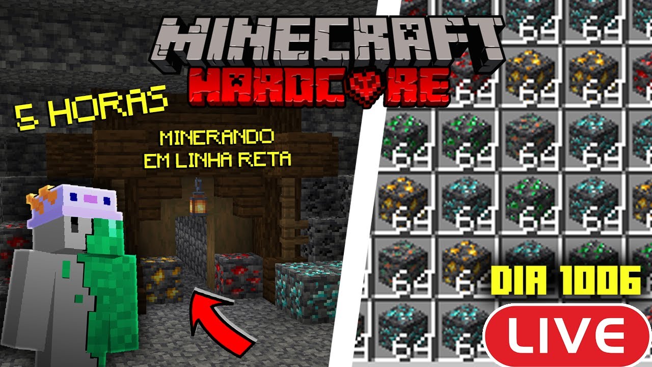Minerando Em Linha Reta Por 5 Horas No Minecraft Hardcore Youtube