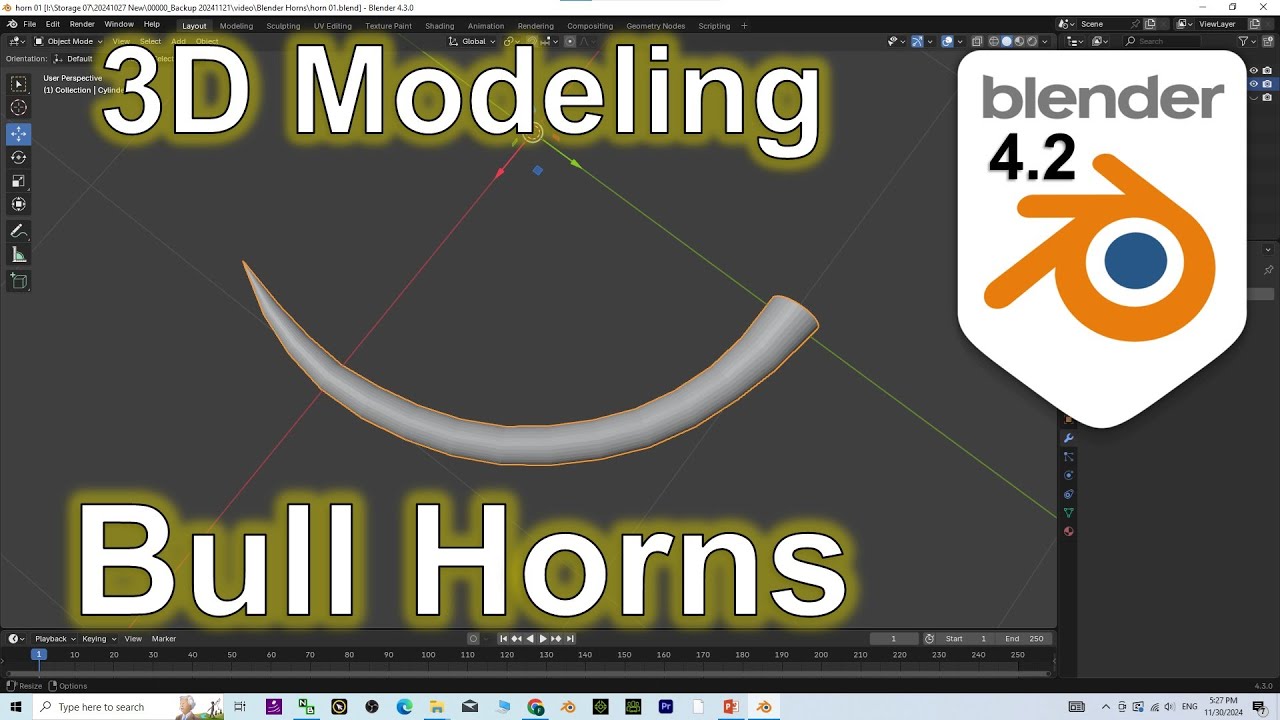 Blender Horn Modeling Tutorial | Quick 3D Horn Creation Using Curve ...