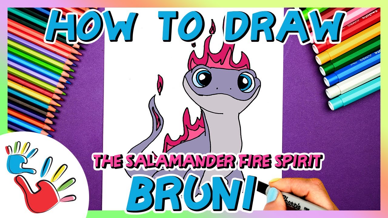 How to Draw Bruni The Salamander Fire Spirit from Frozen 2 - YouTube